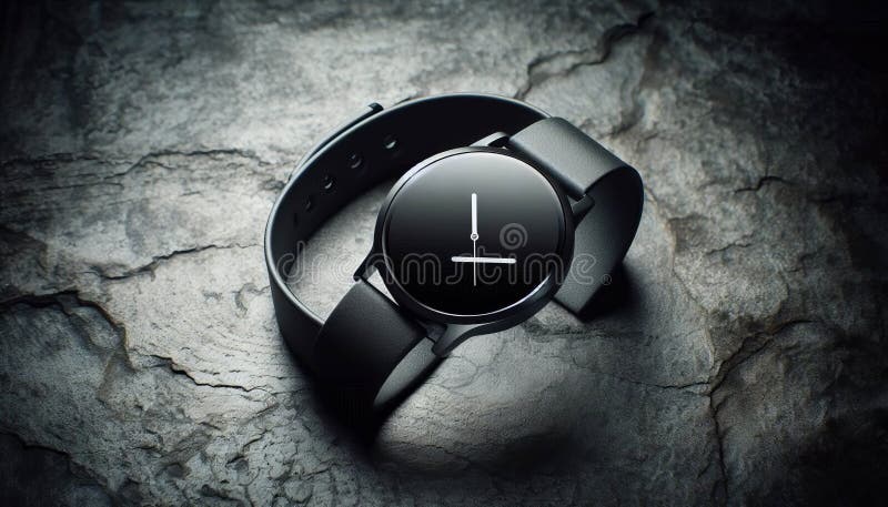 A Smart Watch Displaying a Minimalist Face Resting on a Textured Stock ...