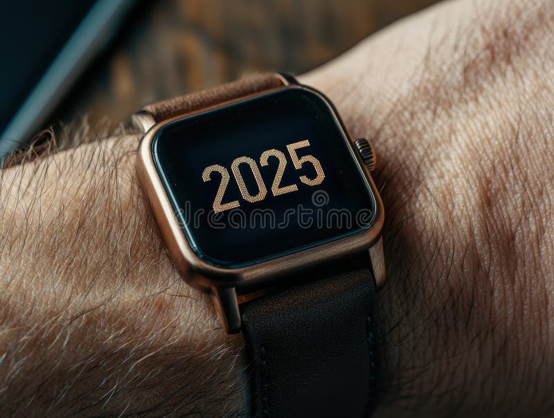Smart Watch Displaying the Year 2025 Stock Illustration - Illustration ...