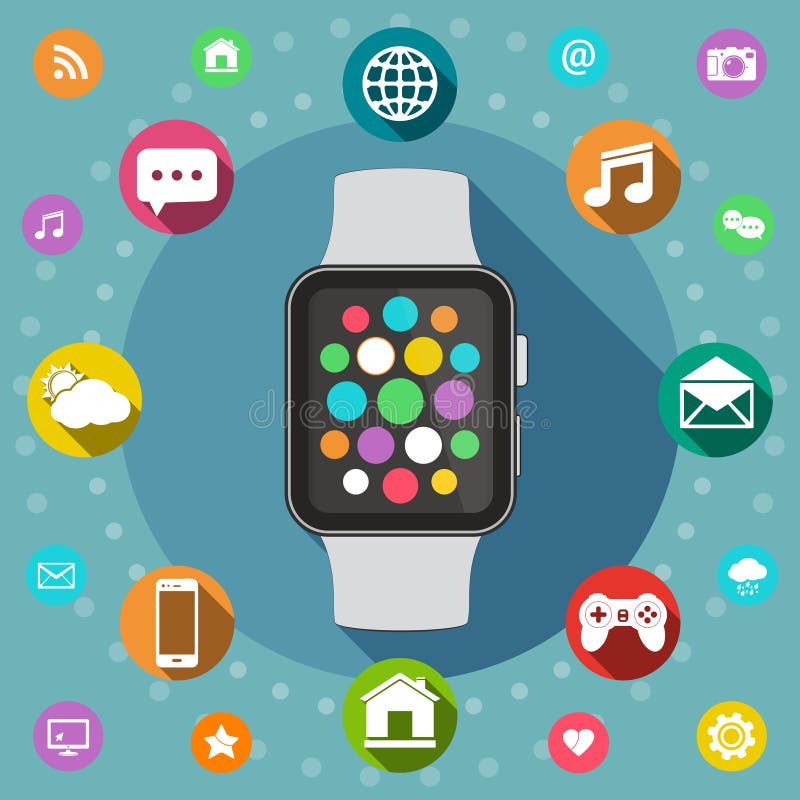 Smart Watch Flat Design Concept Stock Vector - Illustration of ...