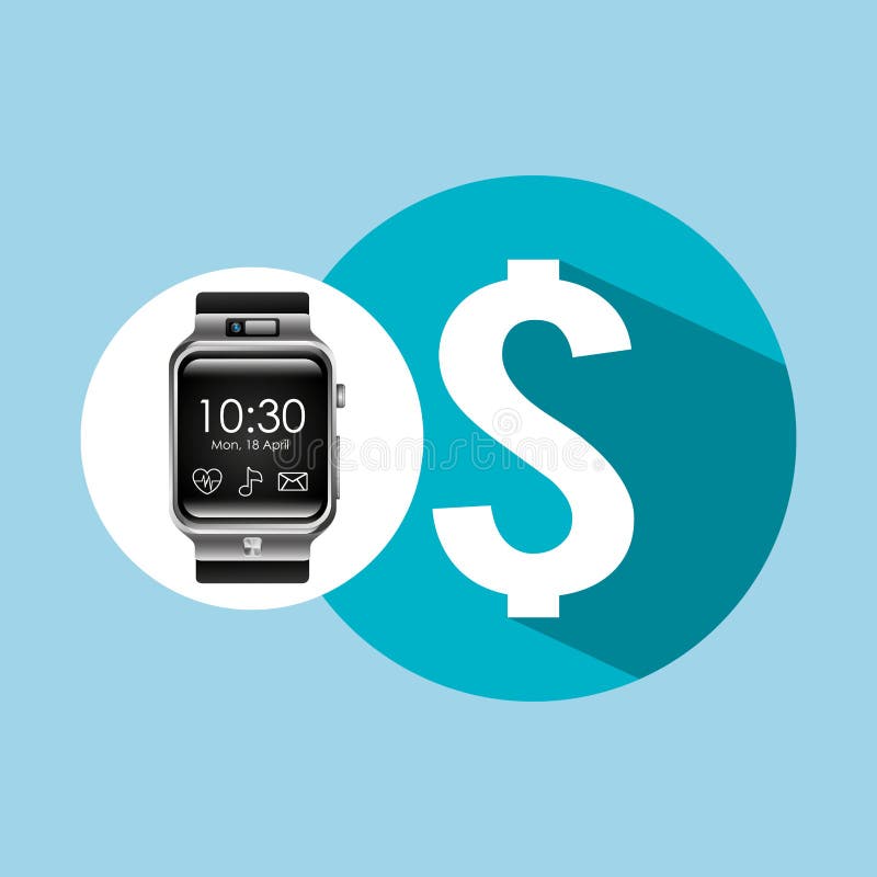 Smart Watch on Hand- Money Banking Stock Vector - Illustration of ...