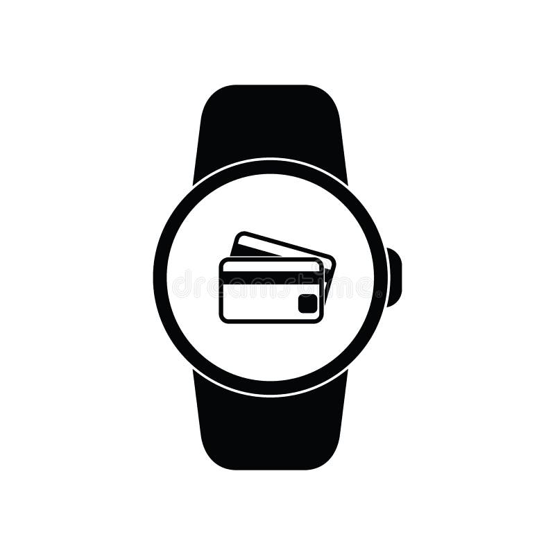 Smart Watch Icon with Card Sign Black Vector Icon Stock Vector ...