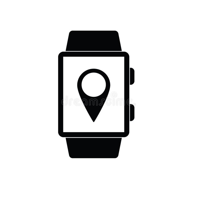 Smart Watch Icon with Map Point Sign Black Vector Icon Stock Vector ...