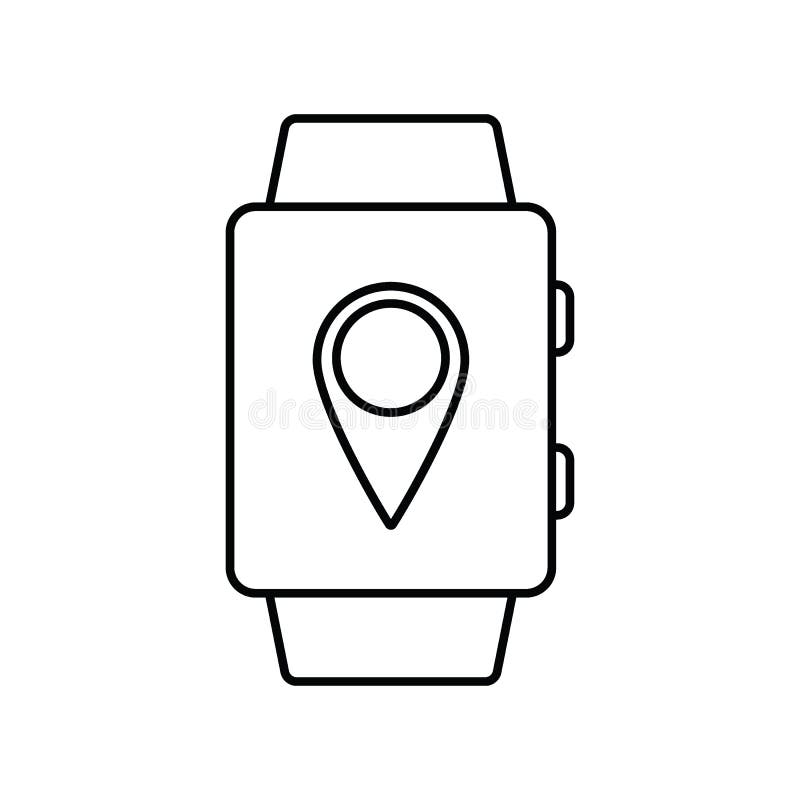 Smart Watch Icon with Map Point Sign Black Vector Icon Stock Vector ...