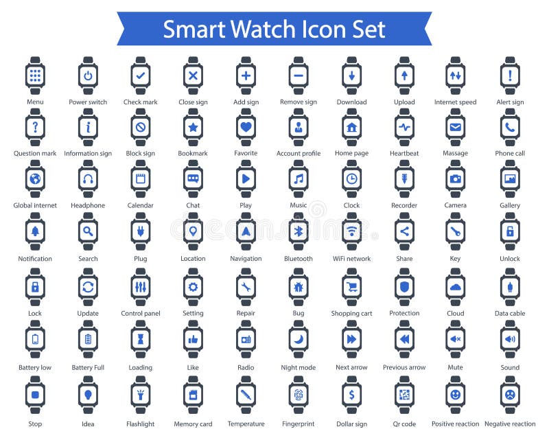 Smart Watch Icon Set stock vector. Illustration of call - 226624220