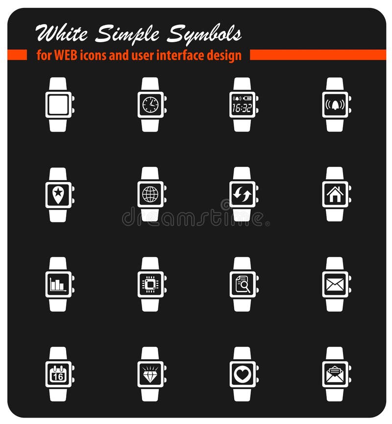 Smart watch icon set stock vector. Illustration of energy - 88021924
