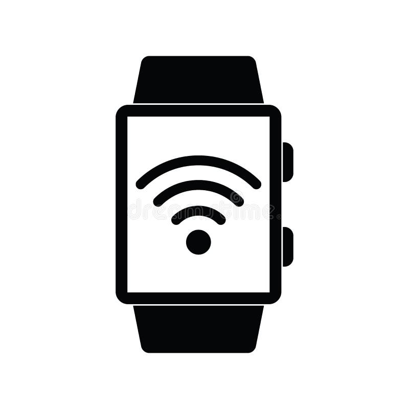 Smart Watch Icon with Wifi Sign Black Vector Icon Stock Vector ...