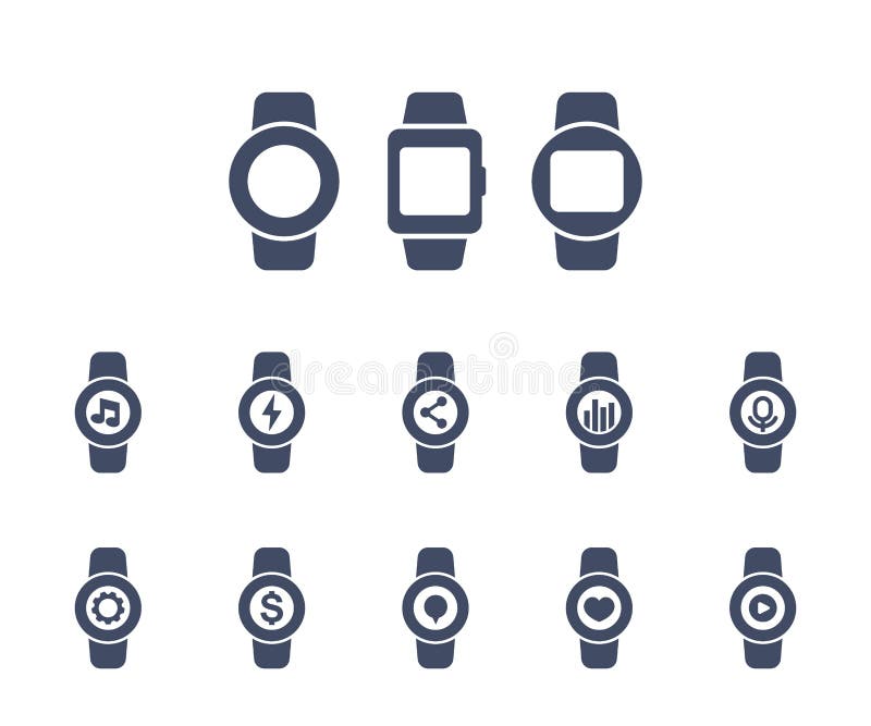 Smart watch icons stock vector. Illustration of communication - 98938620