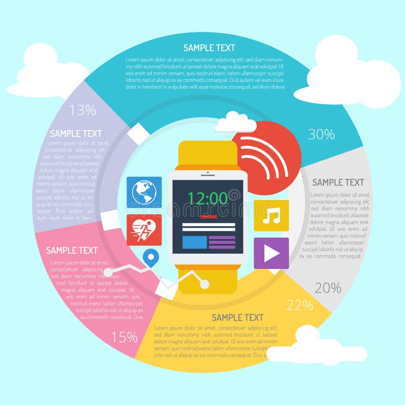Smart Watch Infographic Diagram Stock Vector - Illustration of cloud ...