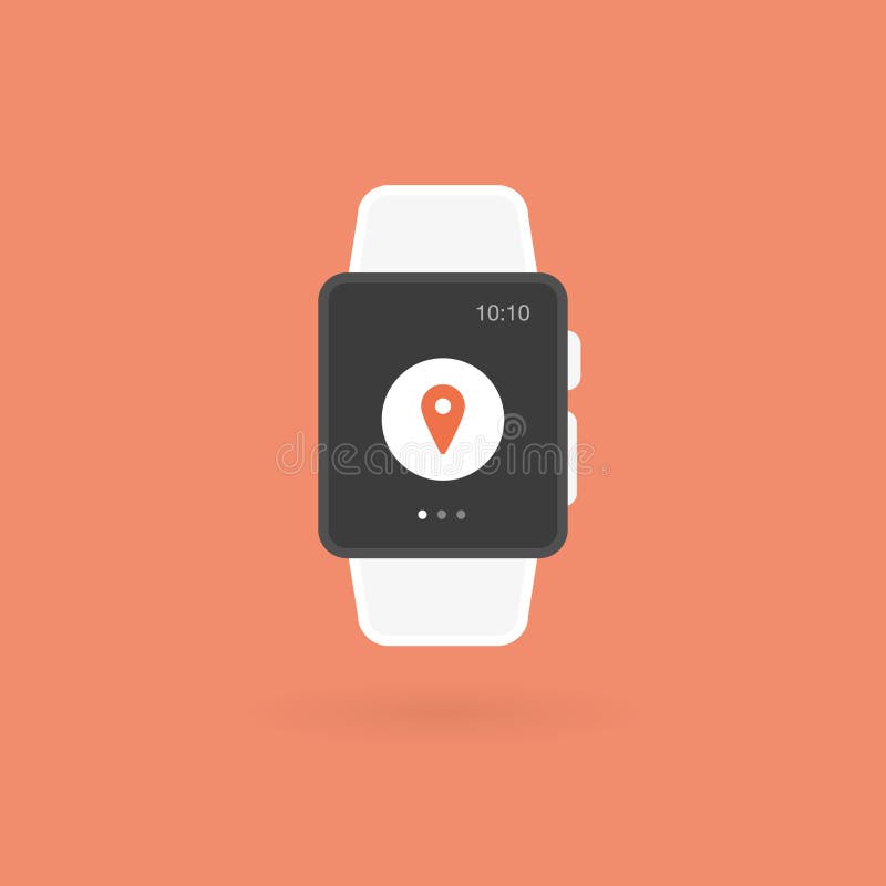 Smart Watch Isolated. Map Pointer Icon. Vector Illustration, Flat ...