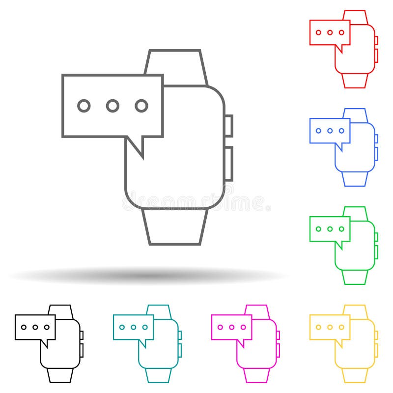 Smart Watch Message Multi Color Style Icon. Simple Thin Line, Outline ...