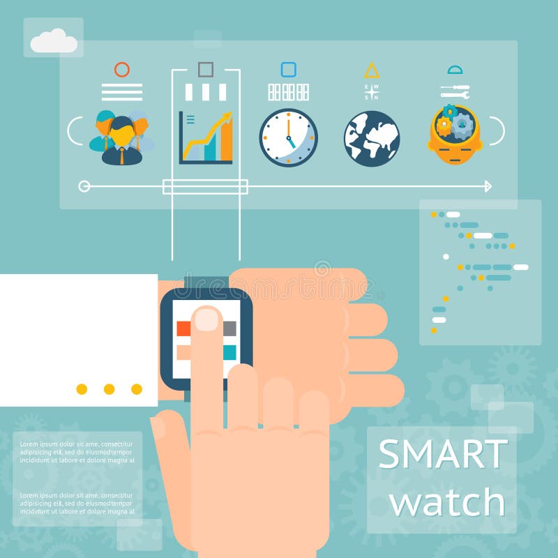Smart watch stock vector. Illustration of mobility, interface - 53657808