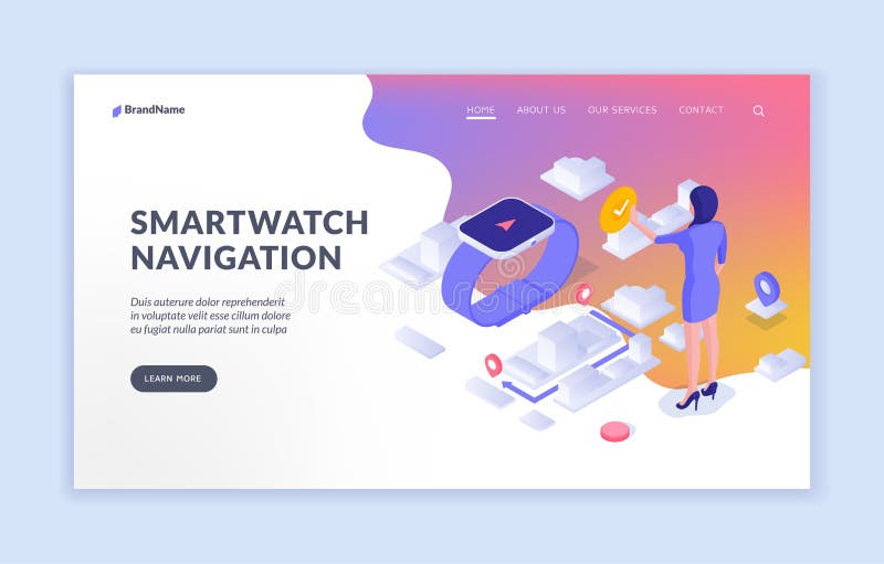 Smart Watch with Navigation App. Finding Right Address Online with ...