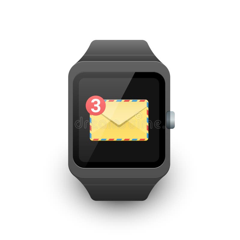 Smart Watch with New Message Notification on the Screen. Vector ...