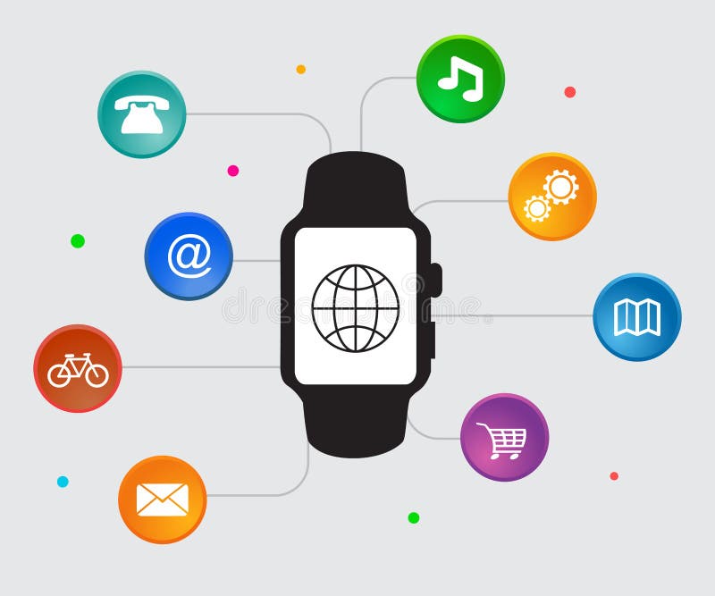 Smart watch stock illustration. Illustration of network - 66402465