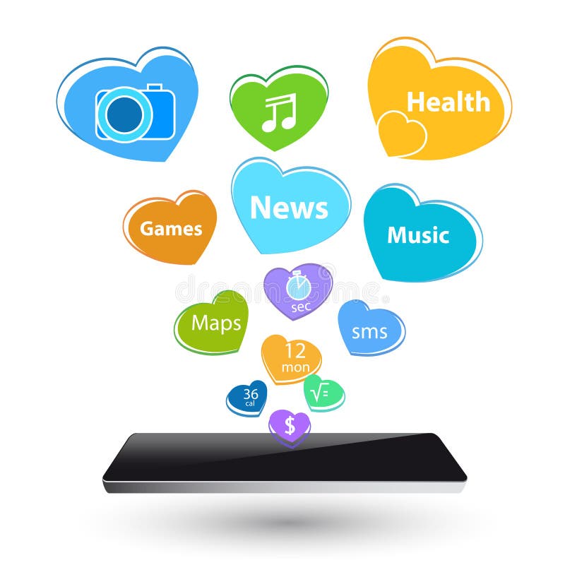 Smart Watch New Technology Electronic Device with Apps Icons on Stock ...