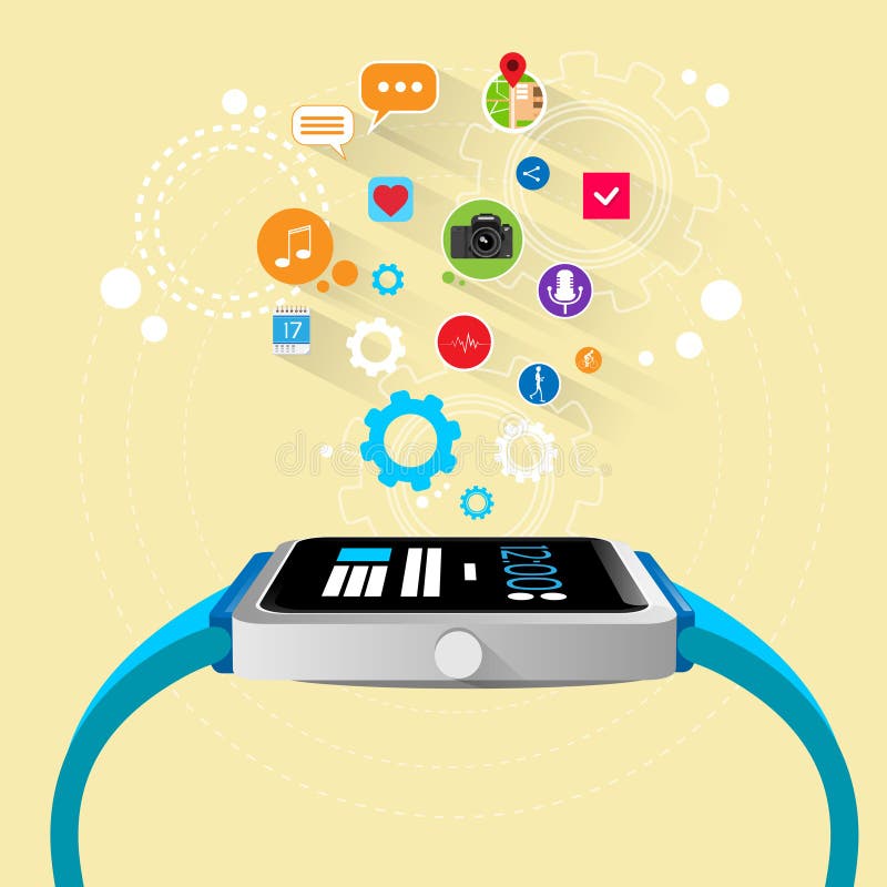 Smart Watch New Technology Electronic Device with Stock Vector ...