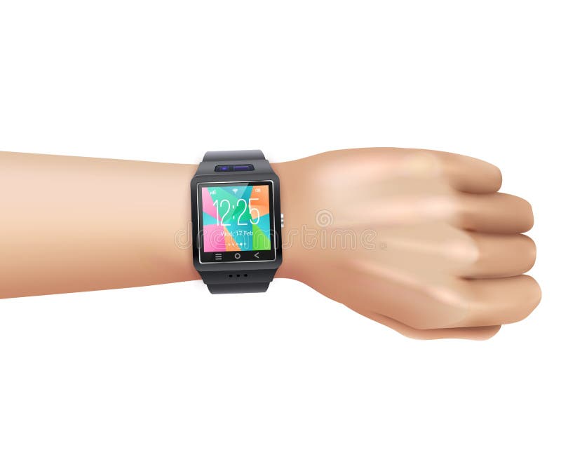 Smart Watch Realistic on Hand Stock Vector - Illustration of games ...