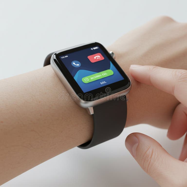 A Smart Watch with a Rectangular Face and Black Band Displays an ...