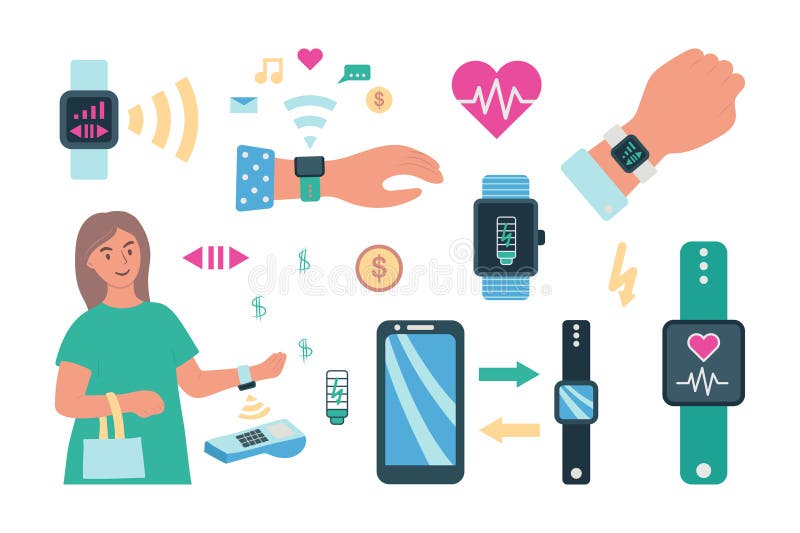 Smart Watch Set. Manage Apps with Your Smartwatch. Wearable Computing ...