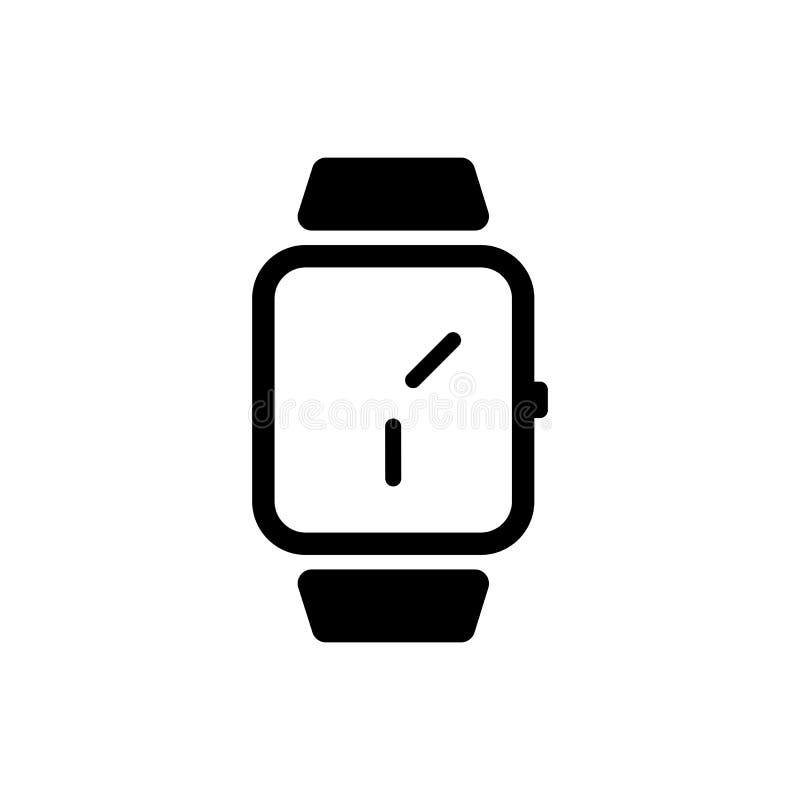 Smart Watch is Square. Black Icon on a White Background. Vector EPS10 ...