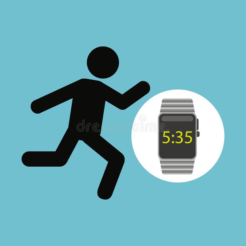 Smart Watch Technology with Character Man Run Stock Vector ...