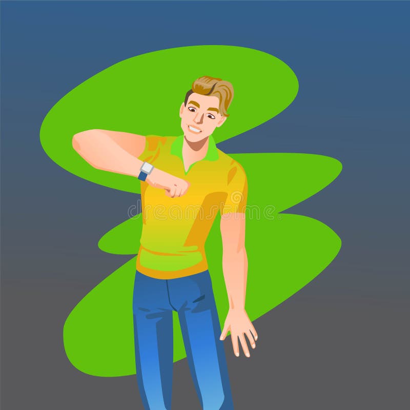 Smart Watch Vector Illustration with Man Stock Vector - Illustration of ...