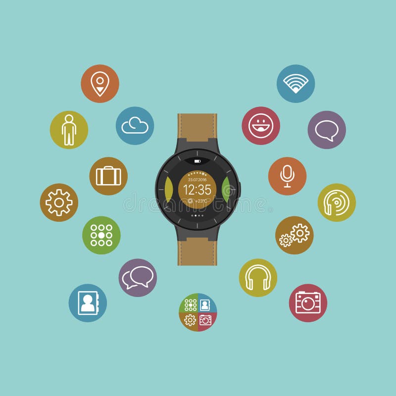 Smart Watch Vector Illustration. Mobile Gadget Stock Vector ...