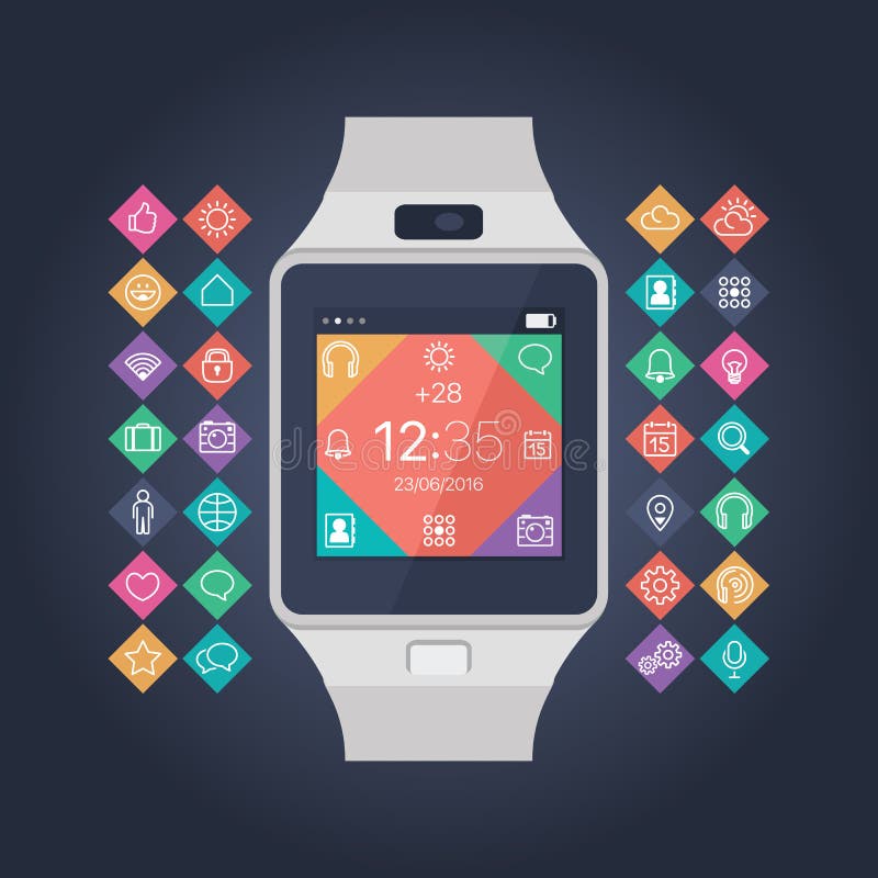 Smart Watch Vector Illustration. Mobile Gadget Stock Vector ...