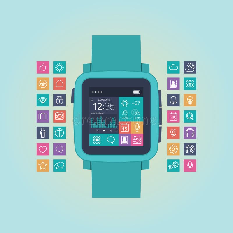 Smart Watch Vector Illustration. Mobile Gadget Stock Vector ...