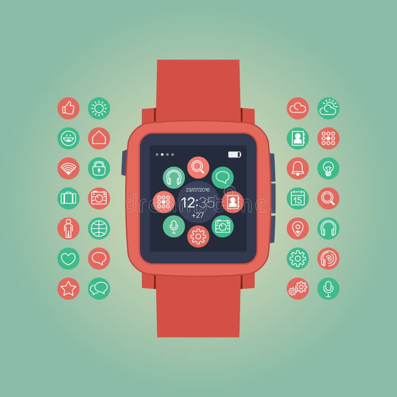 Smart Watch Vector Illustration. Mobile Gadget Stock Vector ...