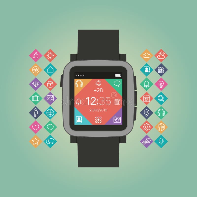 Smart Watch Vector Illustration. Mobile Gadget Stock Vector ...