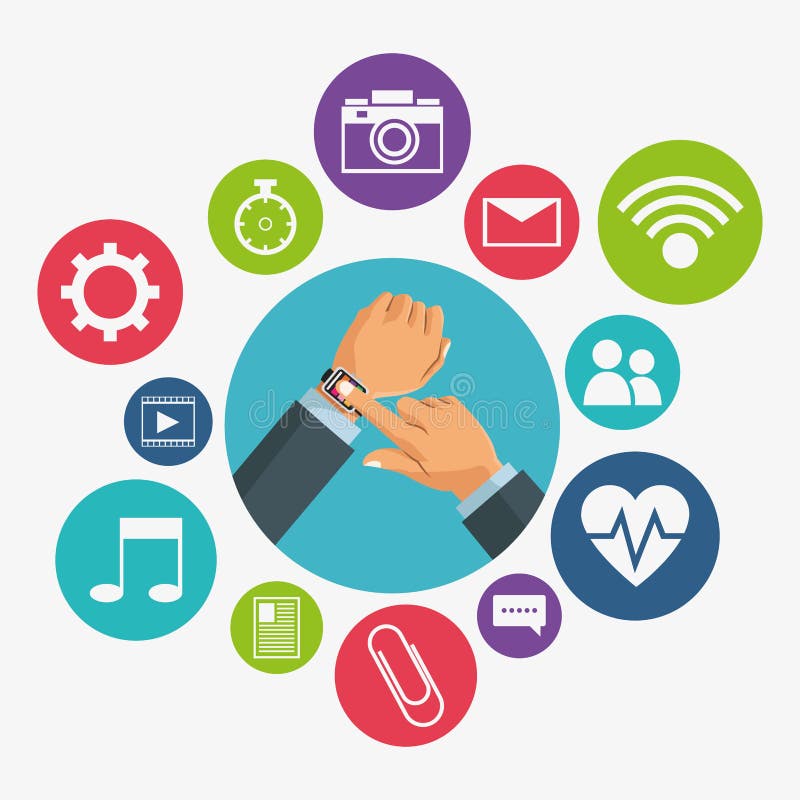 Smart Watch and Wearable Technology Design Stock Illustration ...