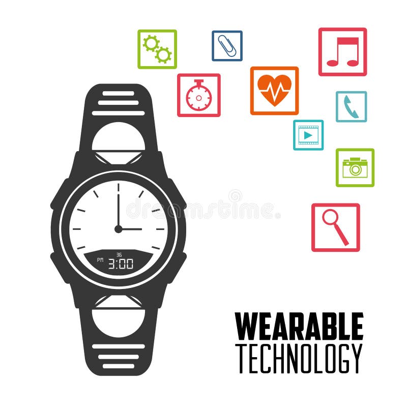 Smart Watch Wearable Technology Social Network Items Stock Vector ...