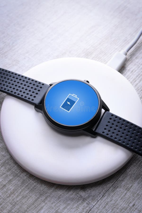 Smart Watch on Wireless Charging with on-screen Charging Indicator. at ...