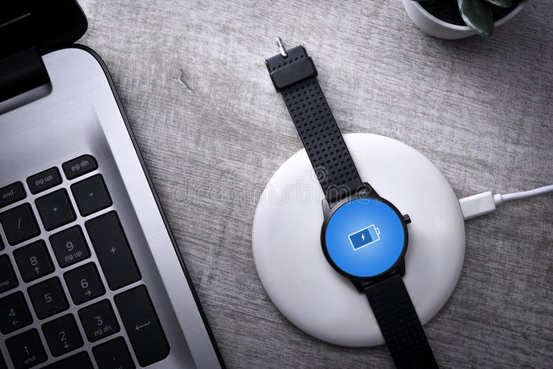 Smart Watch on Wireless Charging with on-screen Charging Indicator. at ...