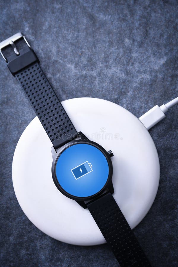 Smart Watch on Wireless Charging with on-screen Charging Indicator. at ...