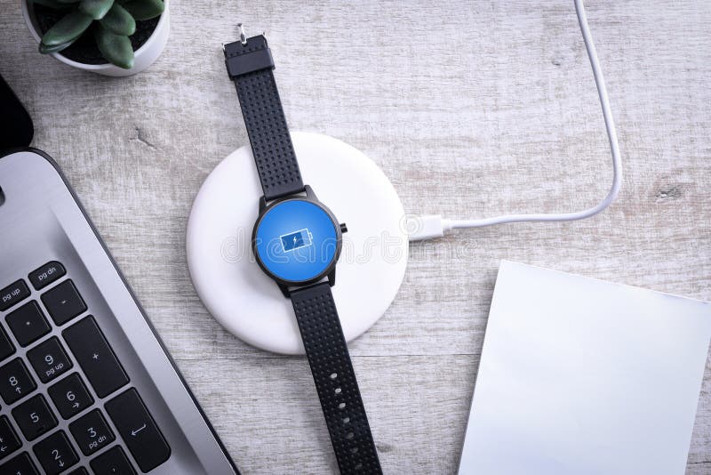 Smart Watch on Wireless Charging with on-screen Charging Indicator. at ...