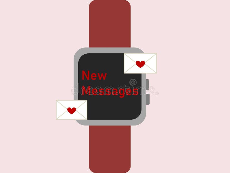 Message Notification Icon on Smart Watch Screen. Stock Illustration ...