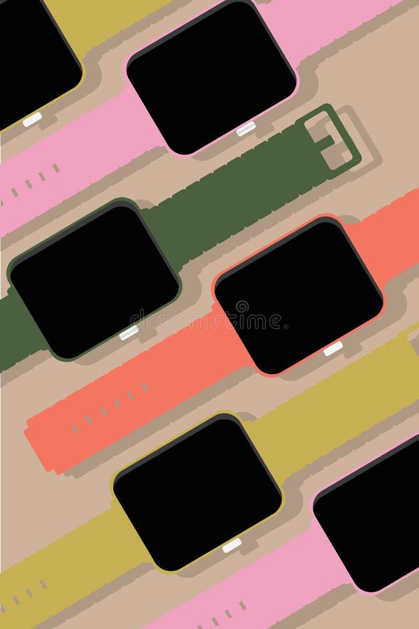 Smart Watches of Different Colors Collage Vector Graphics Stock Vector ...