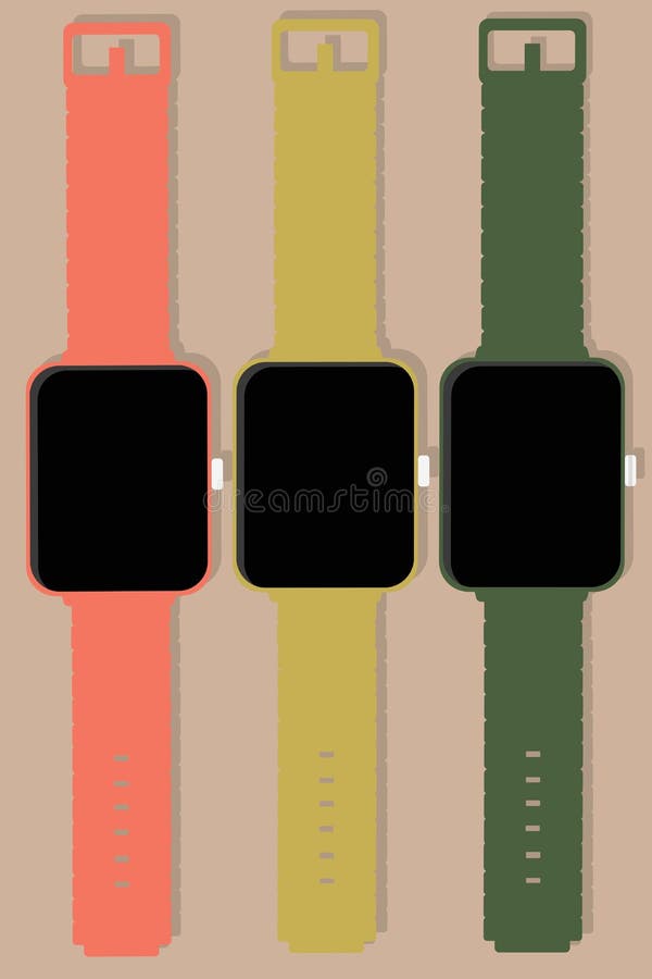 Smart Watches of Different Colors Collage Vector Graphics Stock Vector ...