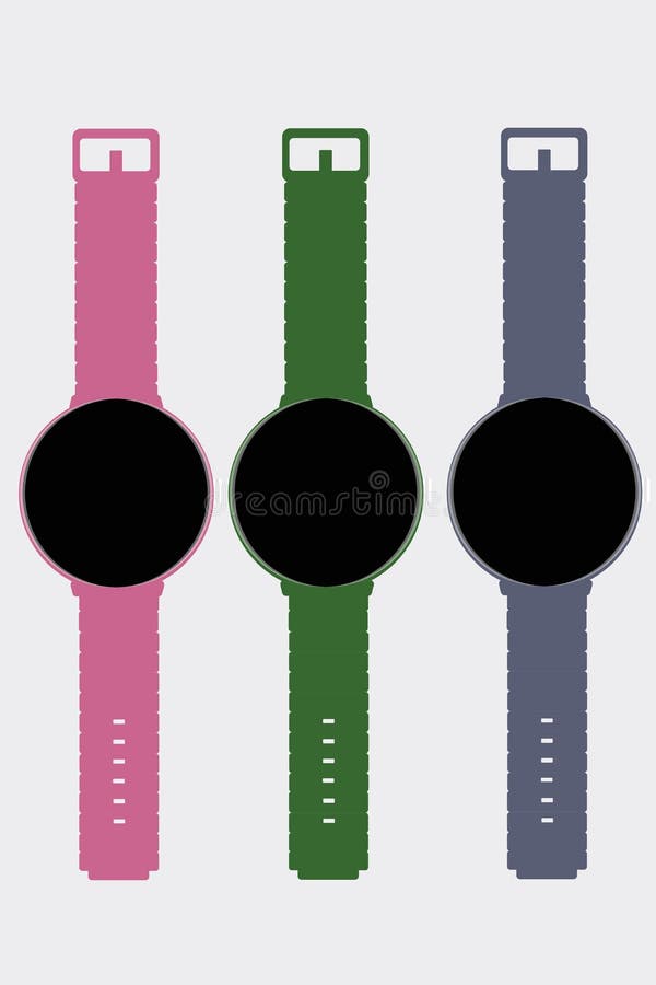 Smart Watches of Different Colors Collage Vector Graphics Stock Vector ...