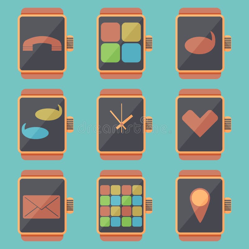 Smart watches icon set stock vector. Illustration of electronic - 56069326