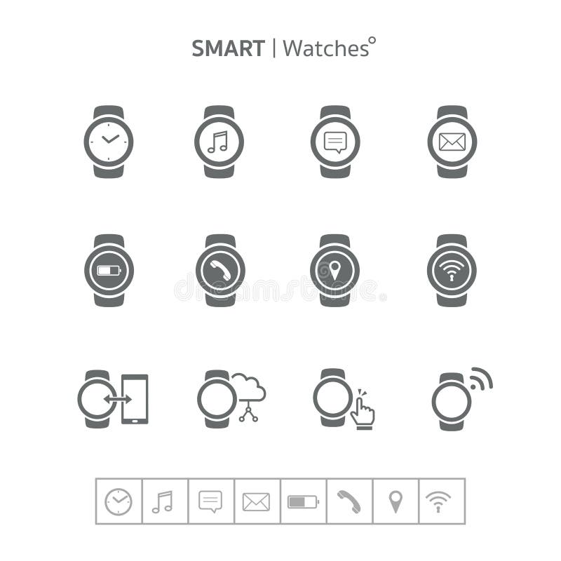 Smart Watches Sync Cloud Technology Icons Stock Vector - Illustration ...