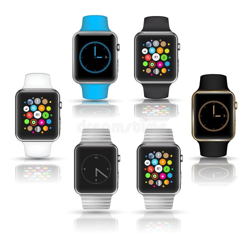 Smart Watches Wearable Collection Computer New Technology. Stock ...