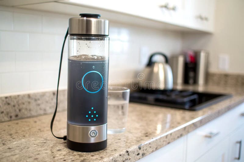 Smart Water Bottle Showing Hydration Stats Stock Illustration ...