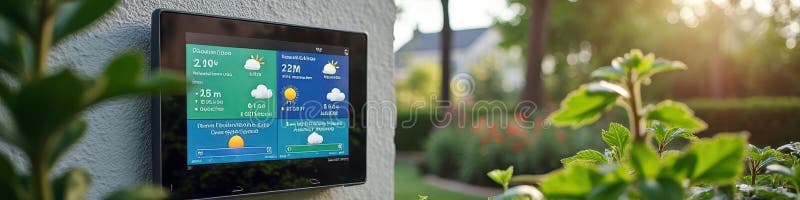 Smart Weather Display Panel in Outdoor Garden Setting Stock Image ...