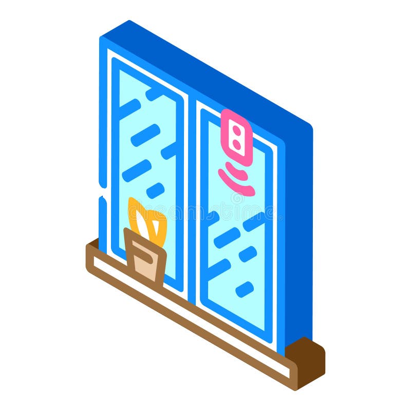 Smart Window Sensor Home Isometric Icon Vector Illustration Stock ...