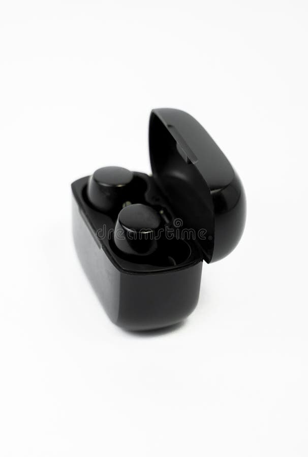 Smart Wireless Earbuds with Voice Assistant on White Background Stock ...