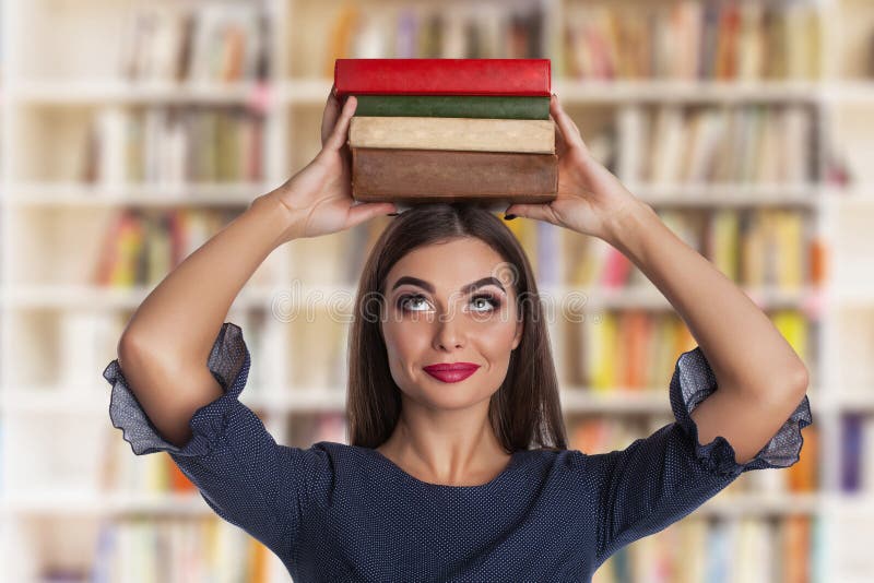 Smart woman with books stock photo. Image of studying - 65813604