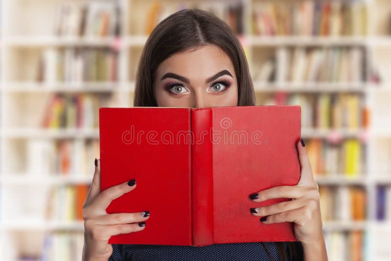 Smart woman with books stock image. Image of female, library - 82954361